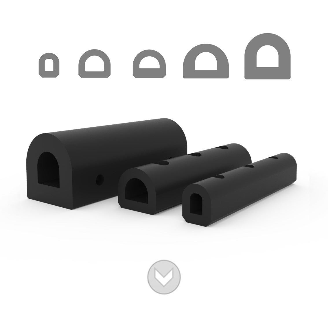 D shaped rubber bumper blocks